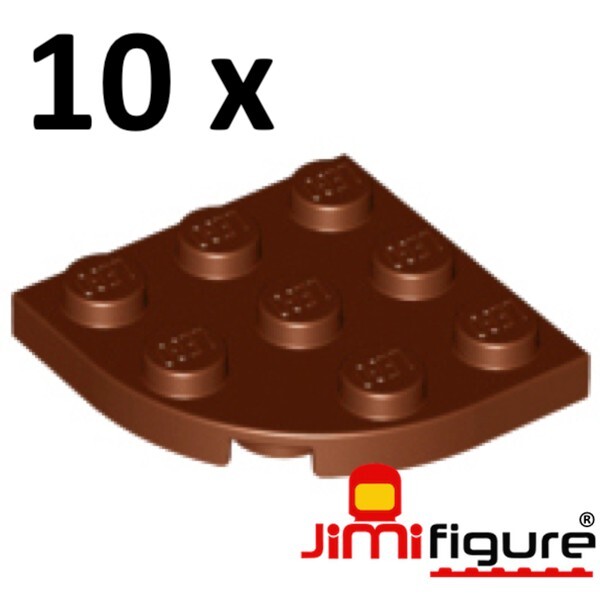 NEW 10 x LEGO 3x3 Plate with Round Corner Reddish Brown 30357 1/4 ...