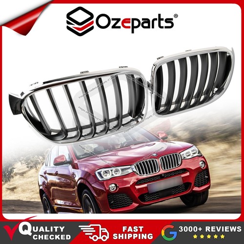 Pair LH+RH Main Radiator Upper Kidney Grille Chrome For BMW X4 F26 2013 ...