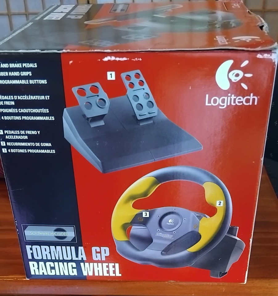 (Logitech)Wingman Formula GP Yellow Racing Steering Wheel & Pedals USB ...