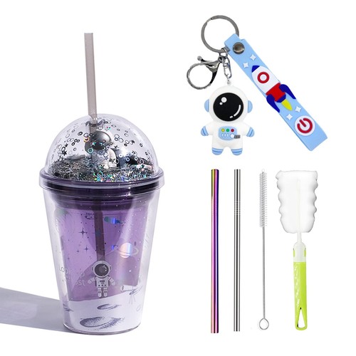 Astronaut Cup with Straw Ice Coffee Tumblers Party Cups Space Reusable ...