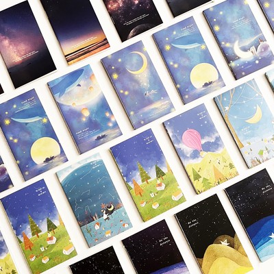 4pk Galaxy Night Sky Moon Stars Mini Notebooks Small Notepads Pocket ...