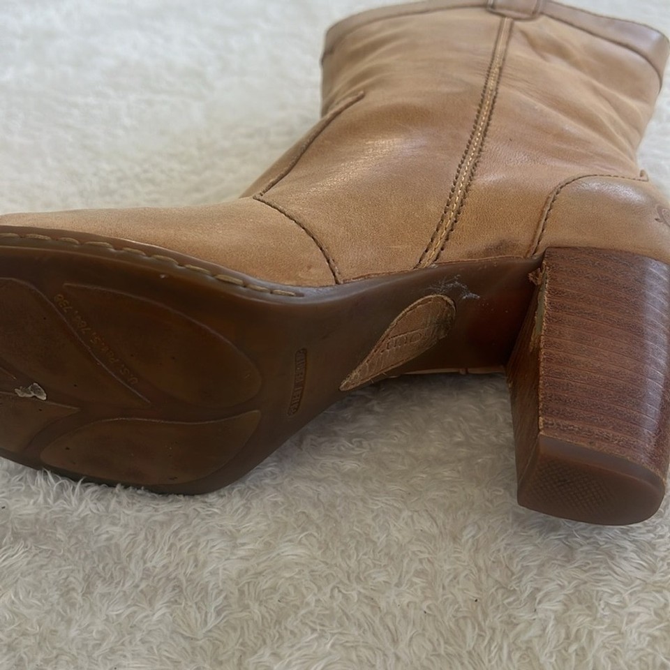 BORN Born Fawn Tan Leather Western Boots | Women’s 9.5 | Pull-On Mid ...
