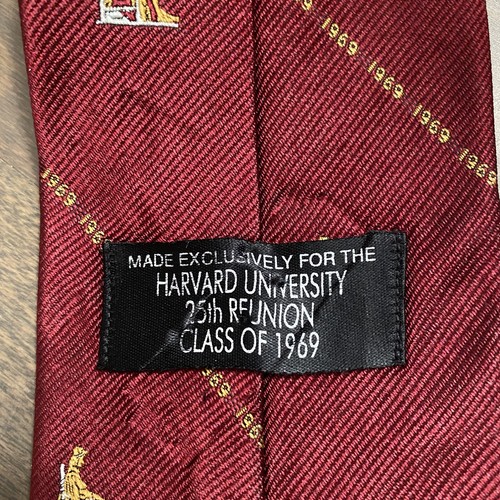 Harvard Reunion Tie 100% Silk Crimson Red Gold Class Of 1969 Made In ...