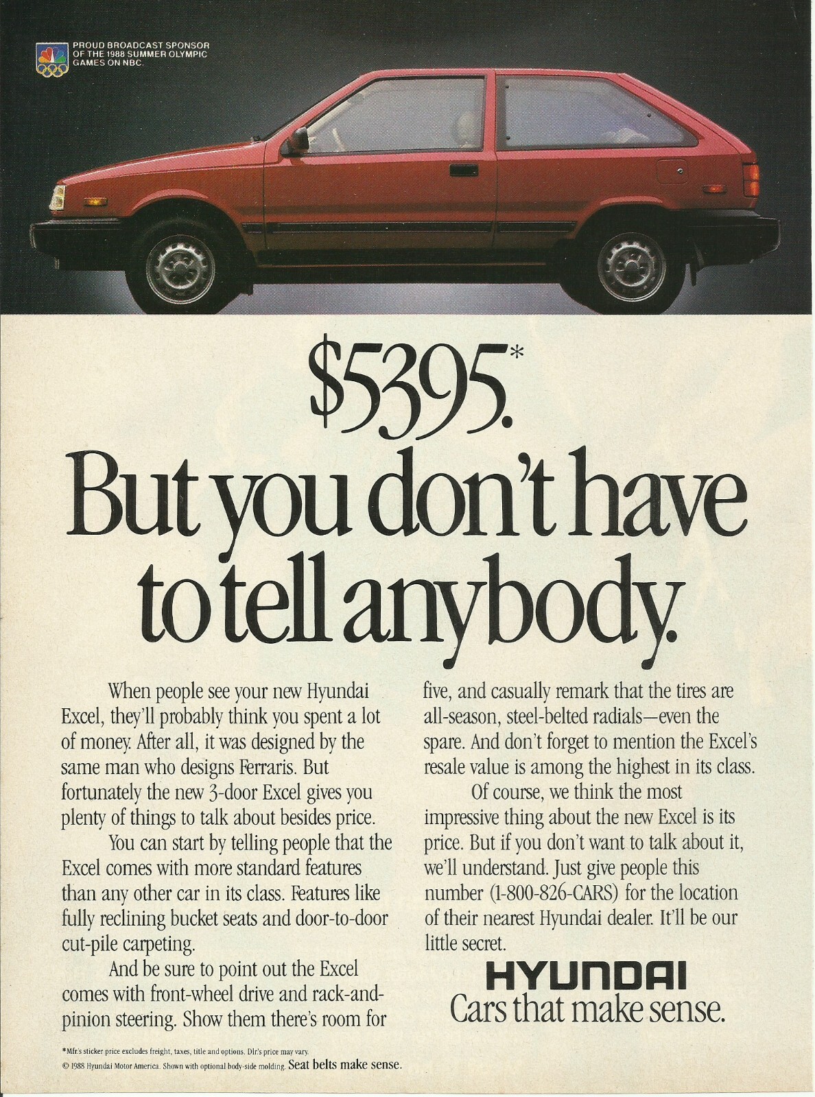 1988 Hyundai Excel vintage print ad 80's Car advertisement | eBay