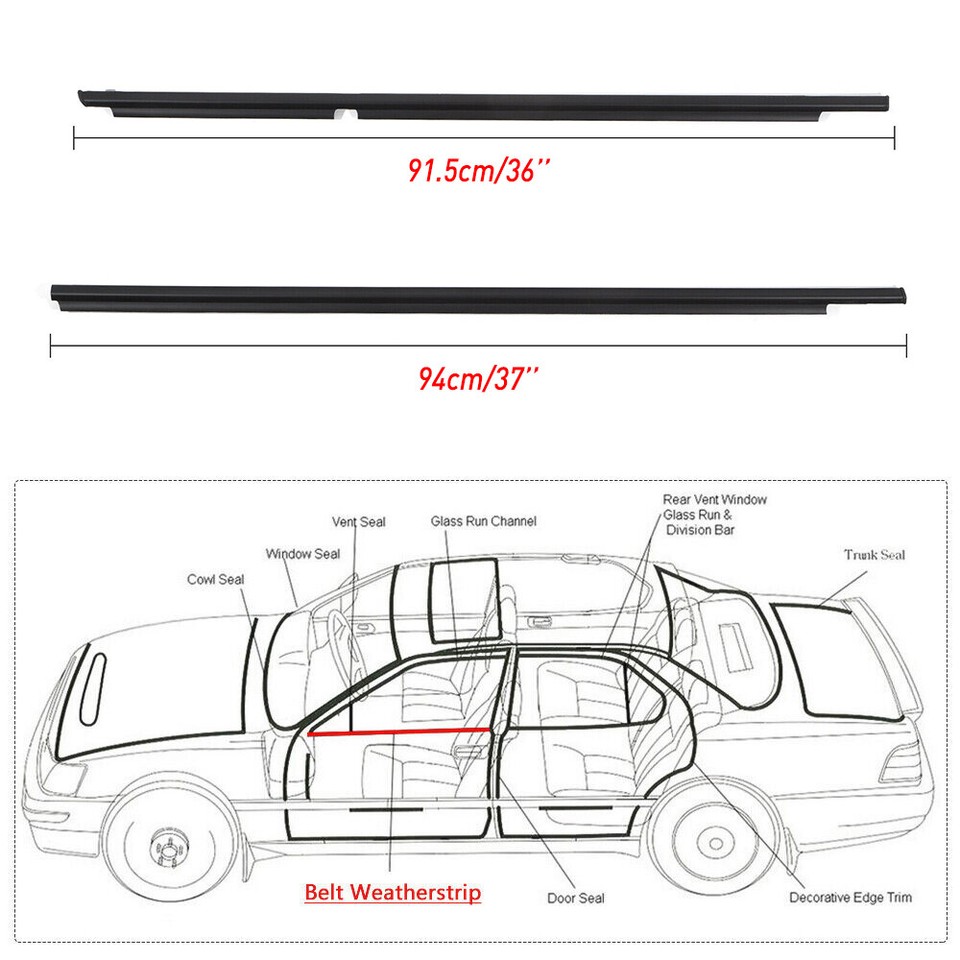4Pcs Outer Window Weatherstrip Molding Seals Trim For 2003-2009 Toyota ...