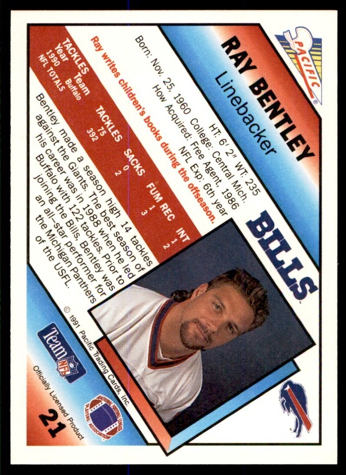 1991 Pacific Ray Bentley . Buffalo Bills #21 | eBay