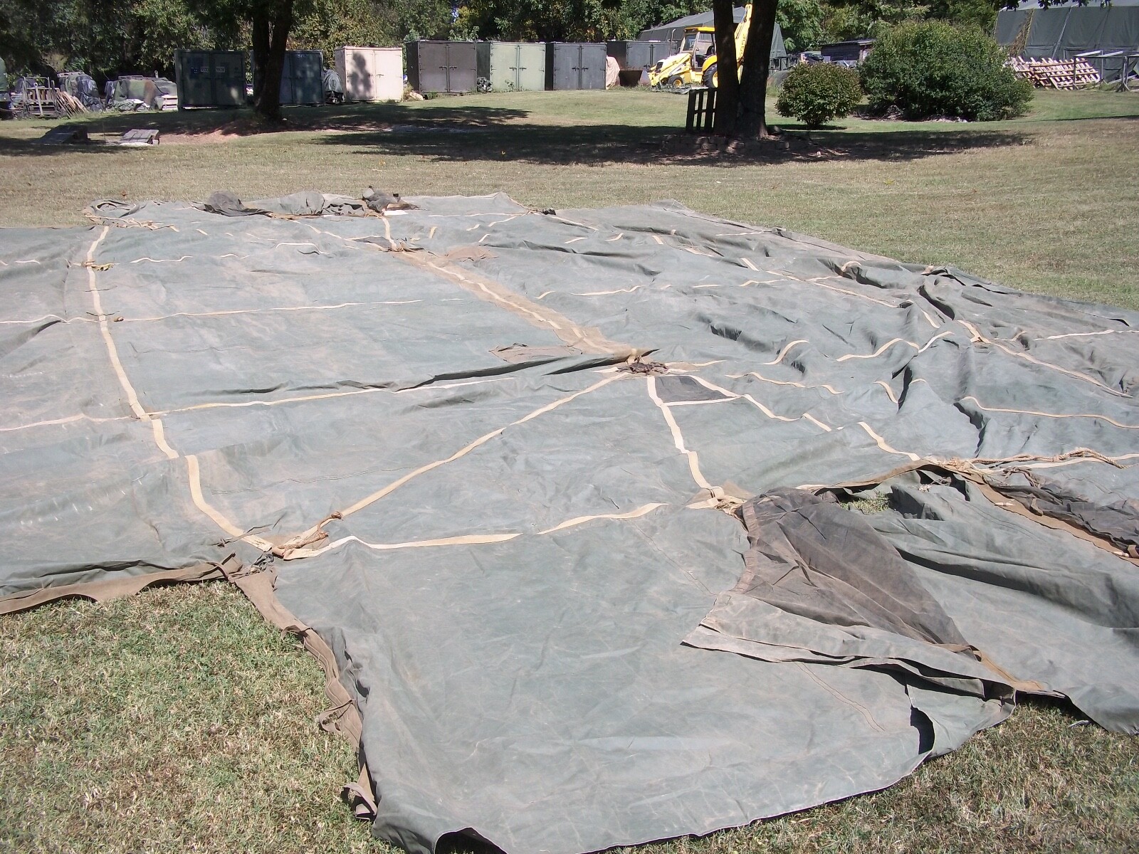 MILITARY SURPLUS VINYL CANVAS GP MEDIUM TENT 16x32 HUNTING ARMY POOR ...