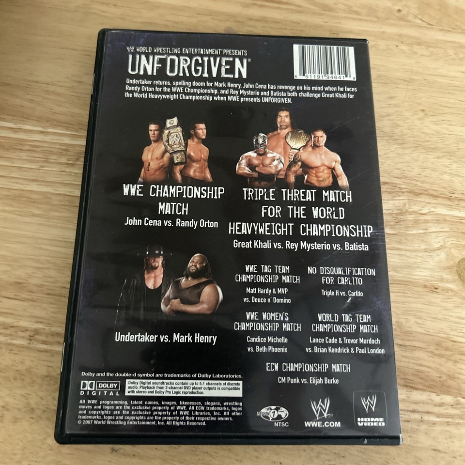 WWE - Unforgiven 2007 (DVD, 2007) Undertaker - Authentic US Release | eBay