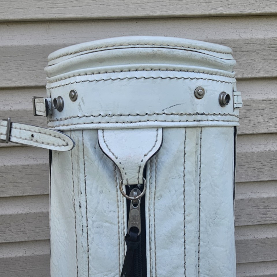 Vtg PING Golf Cart Sunday Bag White/Black Single Strap 4-Way Divider ...