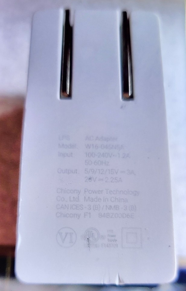Genuine Google Pixelbook /Pixel Slate/ Pixelbook Go, 45W USB-C Charger ...