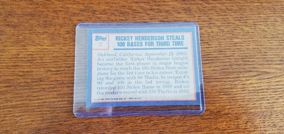 Topps 1983 Rickey Henderson Highlight Baseball Card #2..Amazing Base ...