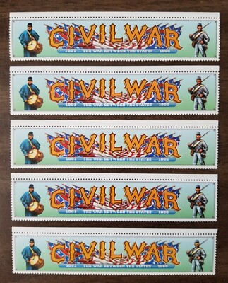 CIVIL WAR 1861-1865 - 5 HEADERS FROM U.S. POSTAGE STAMP SHEETS - MINT ...