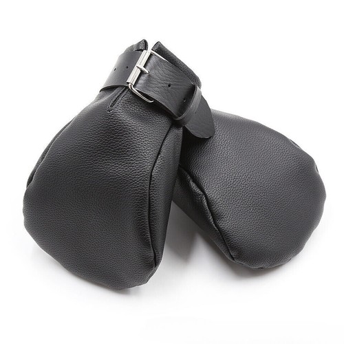 PU Leather Handcuffs Mittens Mitt Dog Paw Palm Slaver Fist Restraints ...