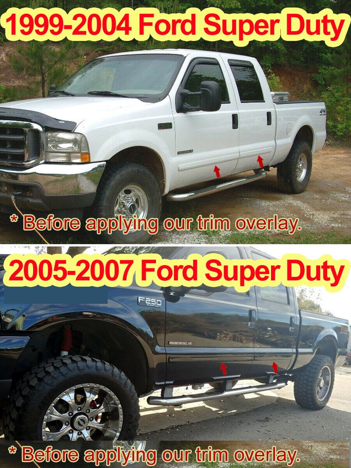 1999-2004 Ford F-250/Super Duty Crew Cab 4Pc Body Side Molding Trim ...