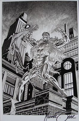MIKE ZECK rare SPIDER-MAN print SIGNED art B/W exclusive KRAVEN pencils ...