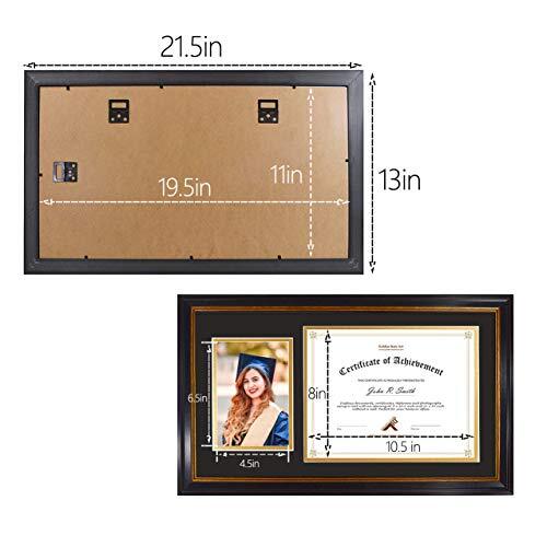 11x19.5 Frame for 8.5x11 Diploma/Certificate & 5x7 Picture Double Mat ...