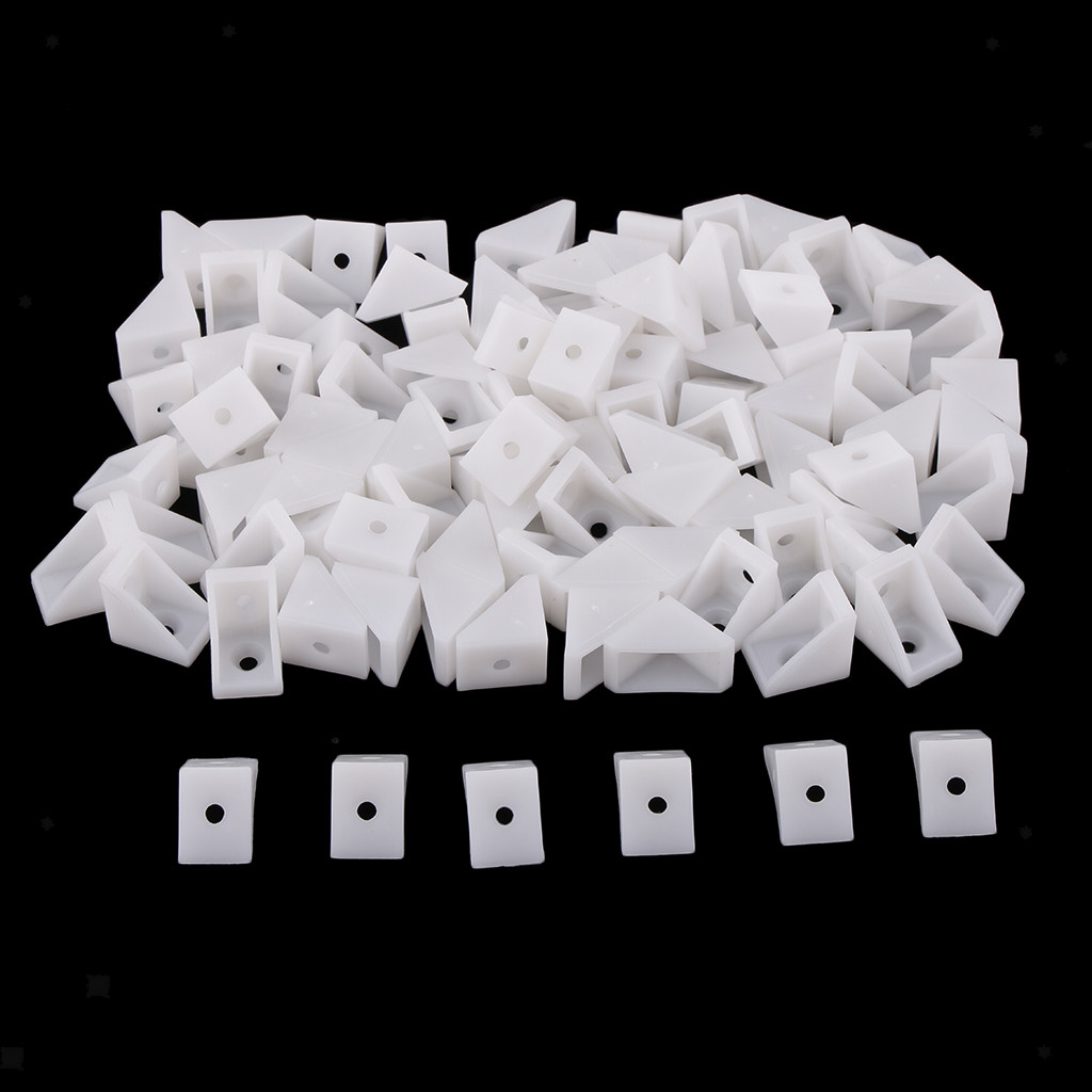 100X Plastic Furniture Right Angle Bracket Corner Brace Joint Shelf L ...