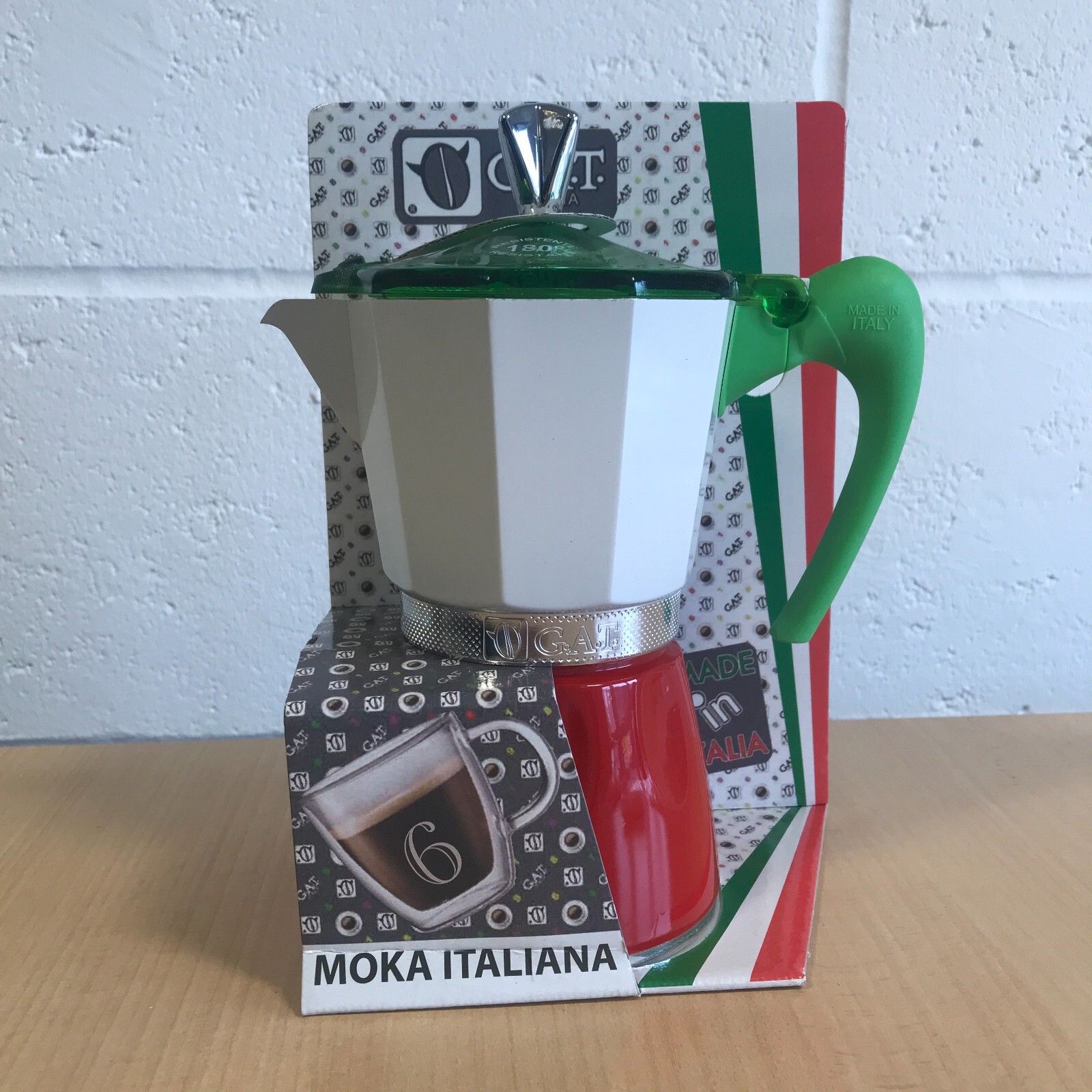 GAT Italia 1 / 3 / 6 Cup Moka Express Pot Italy Flag Colours - Made in ...