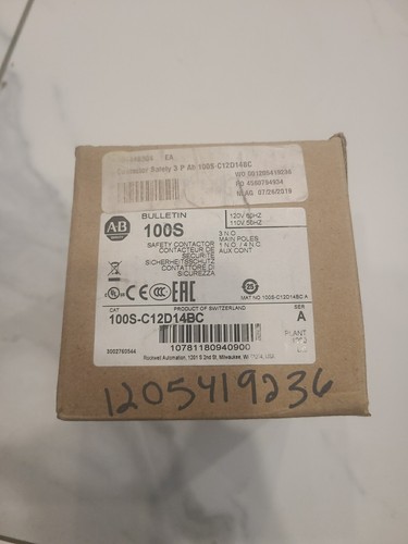 Allen-Bradley 100S-C12D14BC Contactor 100-C12*10 110/120V Relay 100S-F ...
