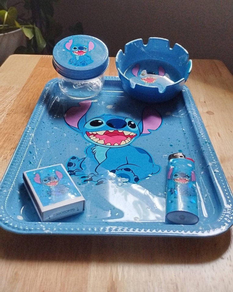 Stitch Rolling Tray Set – 5pc Handmade Resin Blue– Disney Lilo & Stitch ...
