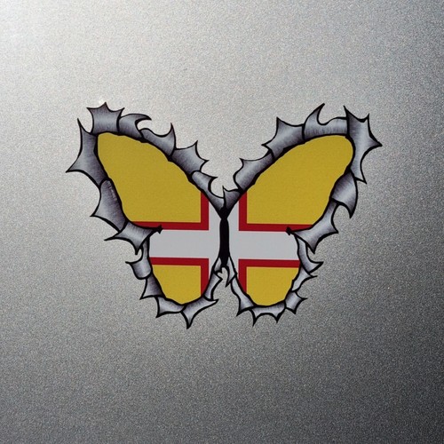 Dorset County Flag Butterfly Ripped Metal Vinyl Sticker Decal For Car ...