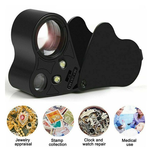 Pocket Jewellers Eye Loupe Magnifier Jewelry Magnifying Glass LED Light ...