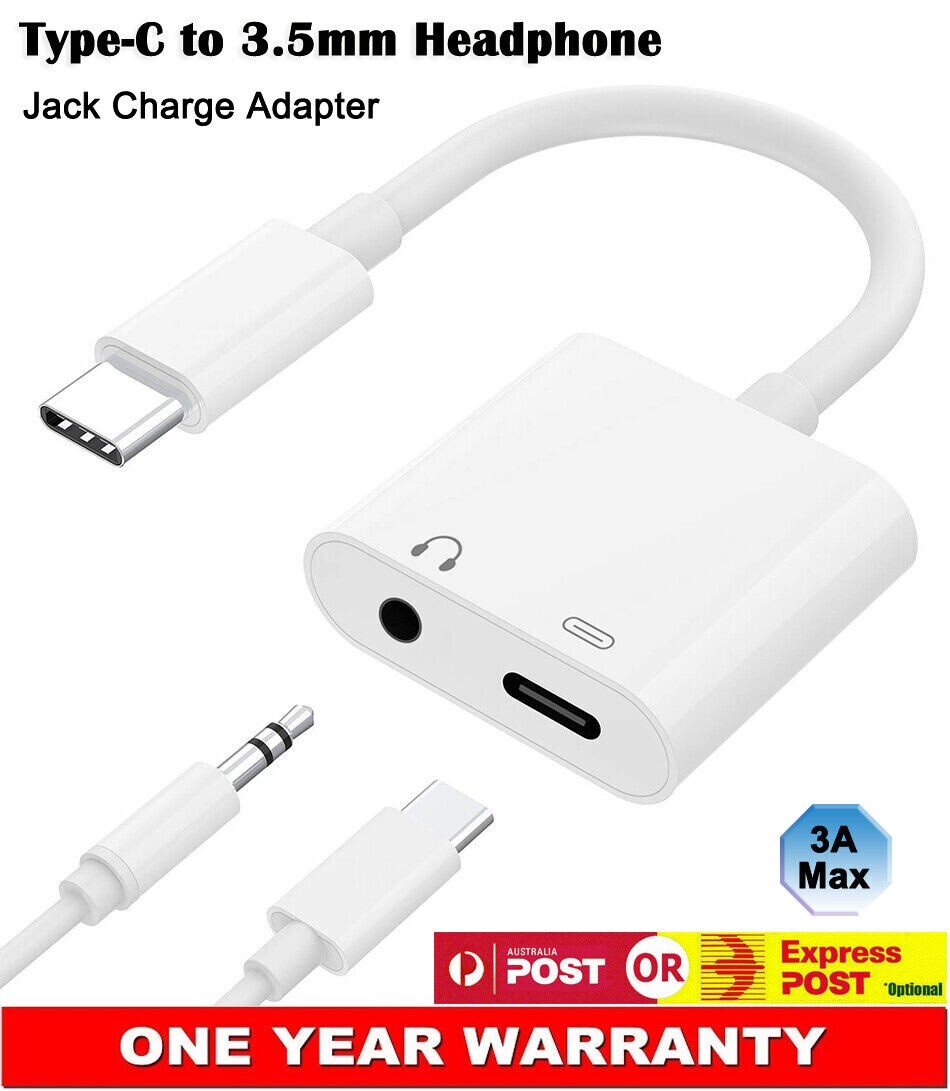 2 in 1 USB Type C to 3.5mm Headphone Jack Charger AUX Audio Adapter for ...