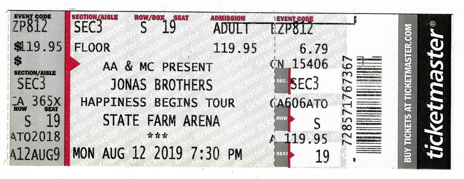 The Jonas Brothers 8/12/19 Atlanta GA State Farm Arena Ticket! Kevin ...