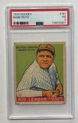 1933 Goudey Big League Chewing Gum - Babe Ruth #181 PSA 3 | eBay