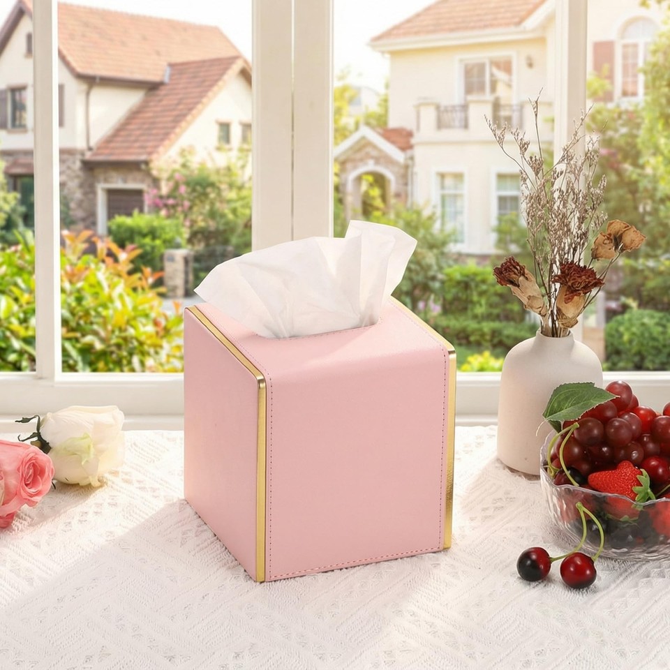 Square Tissue Box Cover, Stylish Cube Tissue Box Holder with Magnetic ...