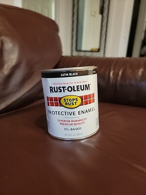 Rust-Oleum SATIN BLACK 1QT Stops Rust PROTECTIVE ENAMEL Oil-Based NEW ...