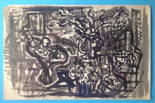 Jacques CHEVALIER (1924-1999) Grande Gouache IV 1960 Abstrait 65x100cm ...