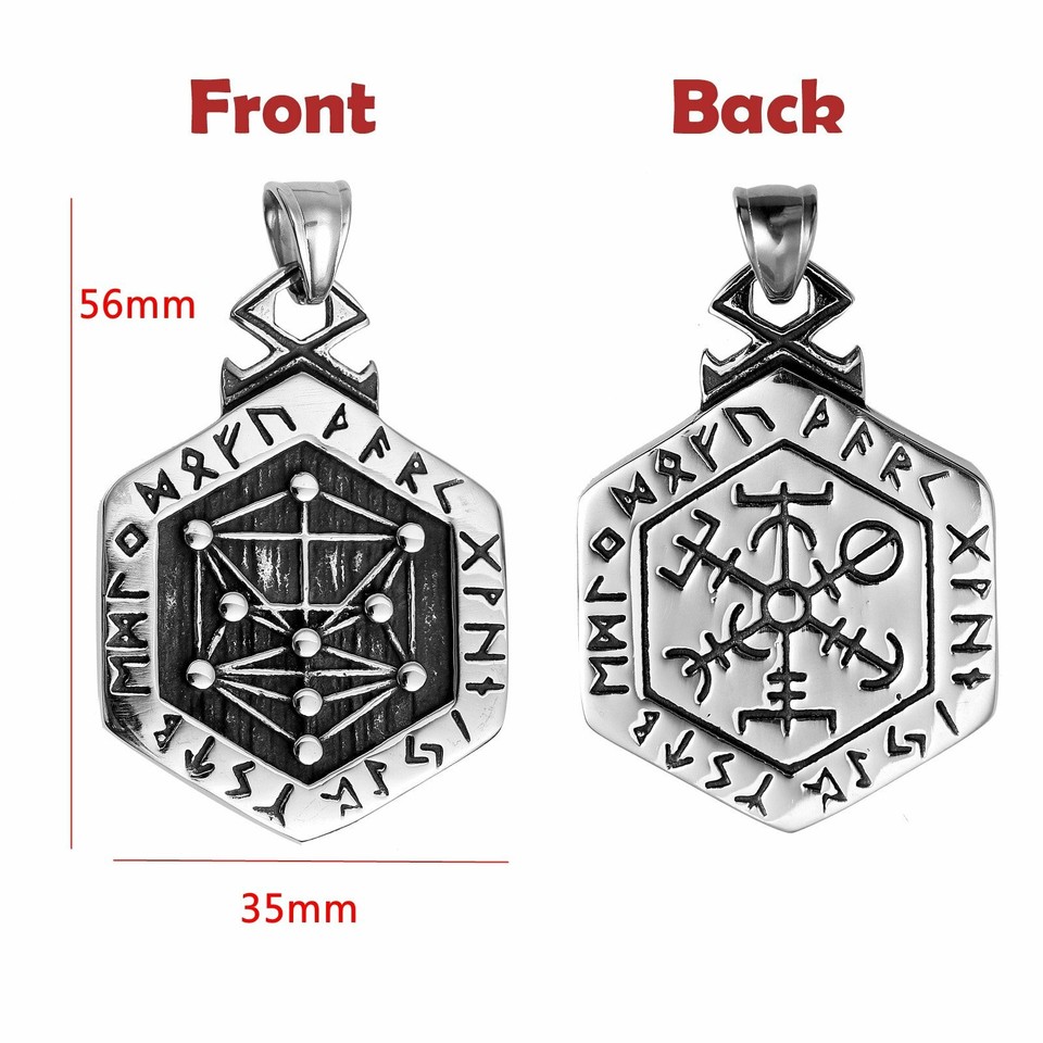 MENDEL Mens Norse Viking Rune Kabbalah Vegvisir Pendant Necklace ...
