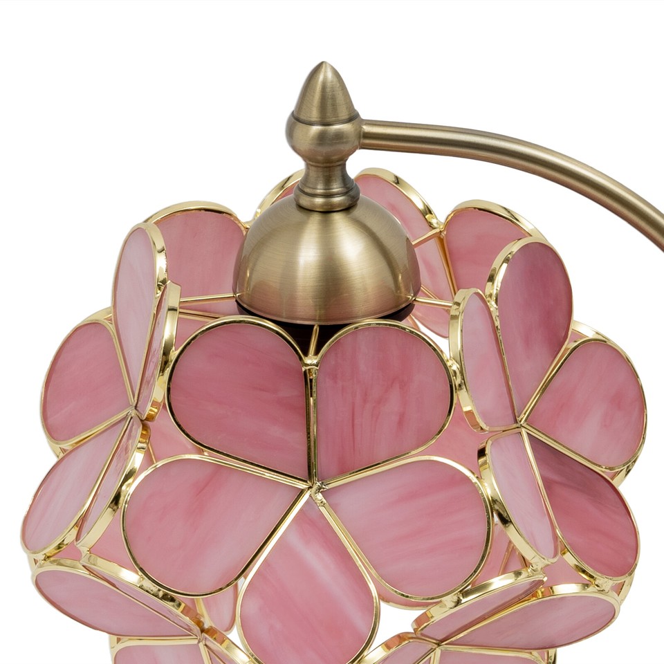 Bedroom Floral Shape Desk Light, Stained Glass Table Lamp 110V Flower ...