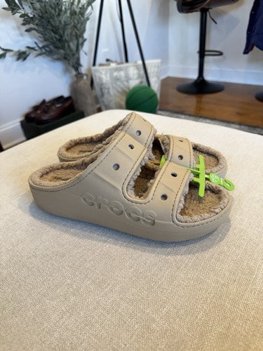 Crocs Classic Cozzzy Chai Beige Faux Fur Lined Unisex Sandal Slide, M10 ...