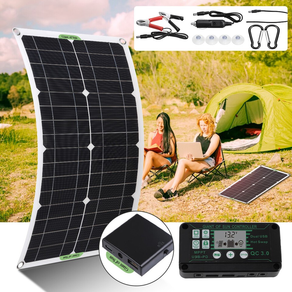 100W Watt Flexible Solar Panel 12V Mono RV Rooftop Off-Grid Power ...