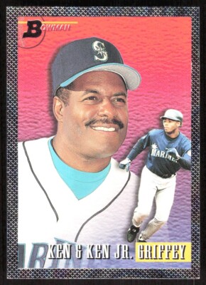 1993 9474B Bowman FATHER AND SON KEN & Ken Griffey Jr. Seattle Mariners ...