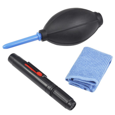 3 in 1 Lens Cleaning Cleaner Dust Pen Blower Cloth Kit for DSLR VCR ...