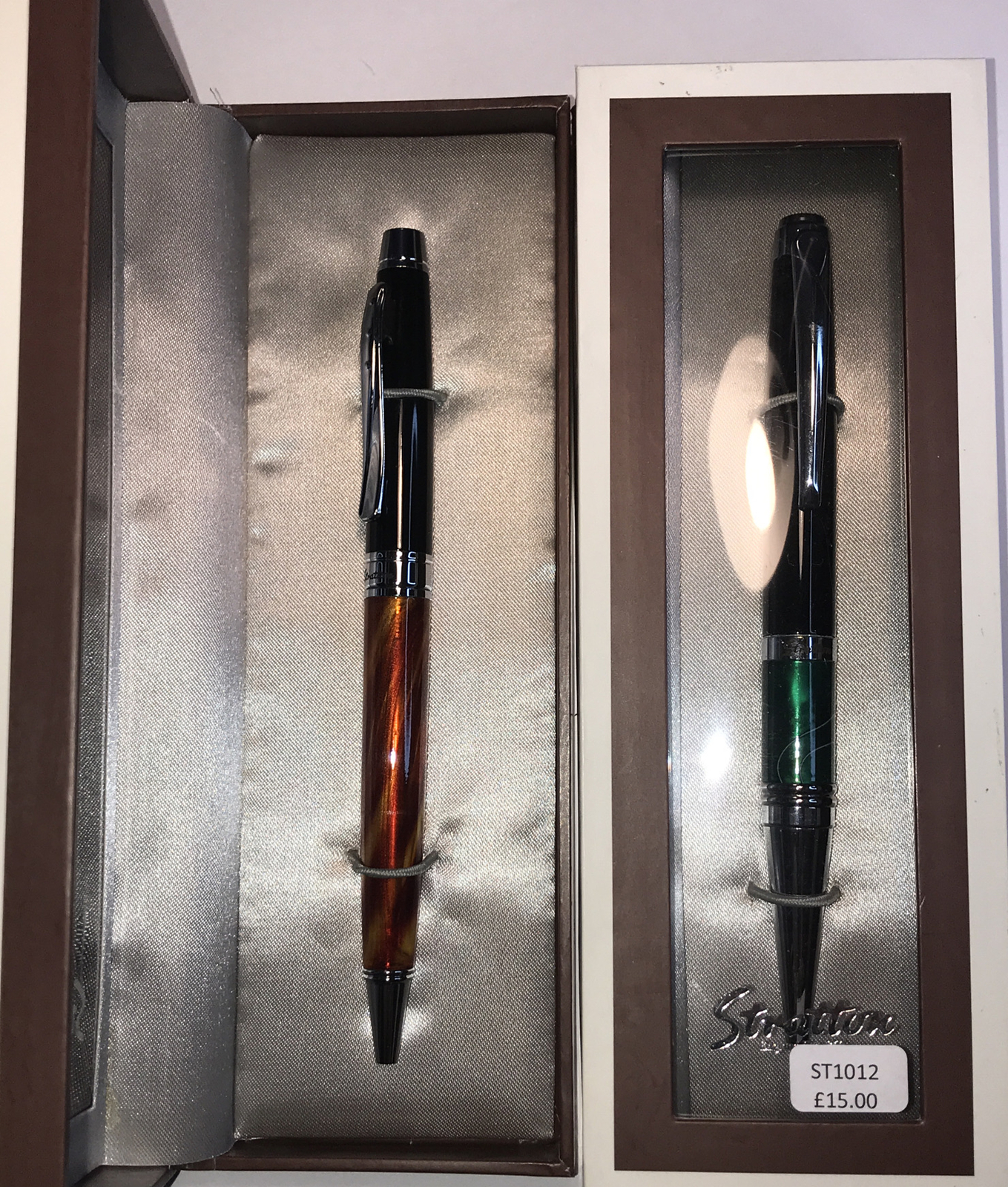 Stratton Chrome, Black & Gun Metal, Brushed Silver, Tan and Green Ballpoint Pens | eBay