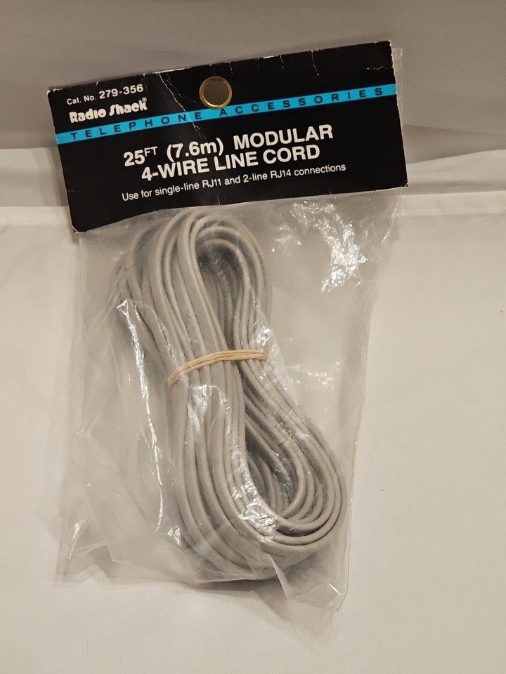 Radio Shack Modular 4-Wire Line Cord Single-Line RJ11 & 2-Line RJ14 ...