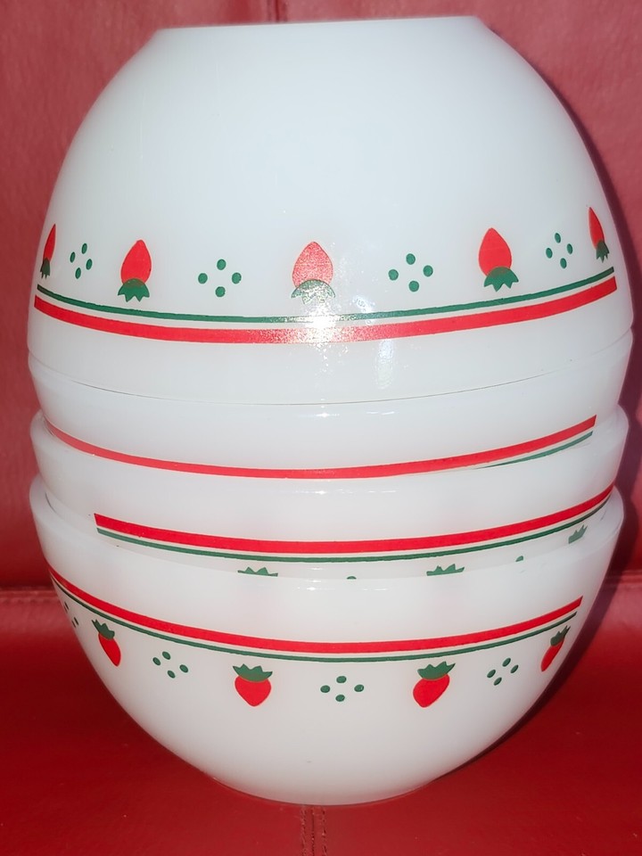 Vintage Termocrisa set of 4 Strawberry Milk Glass Bowls | eBay