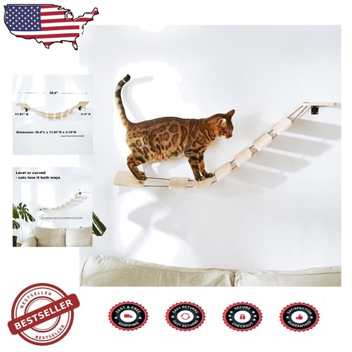 Stylish Wall-Mounted Cat Bridge & Bed: Natural Wood - Fun Furniture for ...
