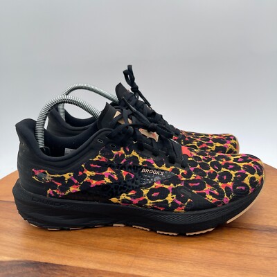 Brooks Launch 9 Shoes Womens 10 Black Cheetah Print Athletic Running ...