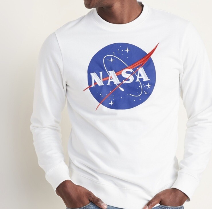 NASA Official Logo White Crewneck Pullover Sweater Me… - Gem
