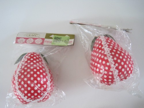 AMC Holiday Decoration Red White Polka Dot Pear Ornament Vintage Lot 2 ...