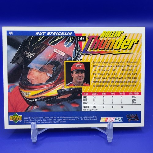 Hut Stricklin No.44 Car Card Motor classic NASCAR 1997 F/S | eBay