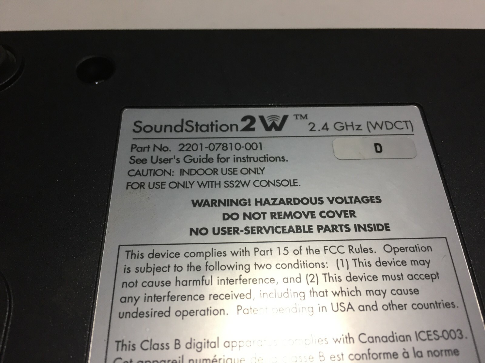 Polycom SoundStation 2W 2201-07810-001 2.4 GHz WDCT Wireless Base Unit ...