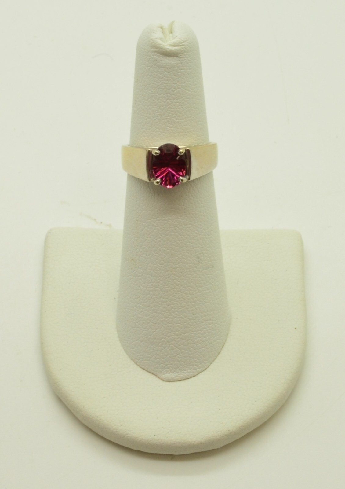 14k White Gold Beautiful Ruby Red Pink Stone Ring 5.25 GOLD-2316 | eBay