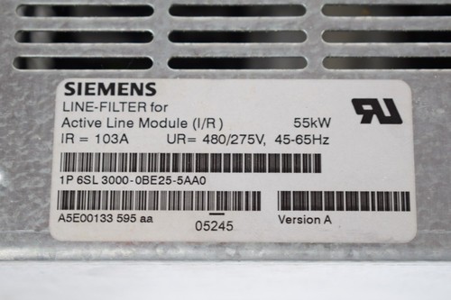 SIEMENS SINAMICS LINE FILTER 55 KW 6SL3000-0BE25-5AA0 | eBay