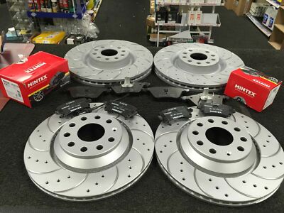 FOR VW GOLF R MK6 FRONT REAR CROSS DRILLED GROOVED BRAKE DISCS AND ...
